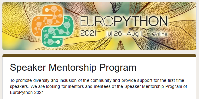 EuroPython 2021: Speaker Mentorship Program