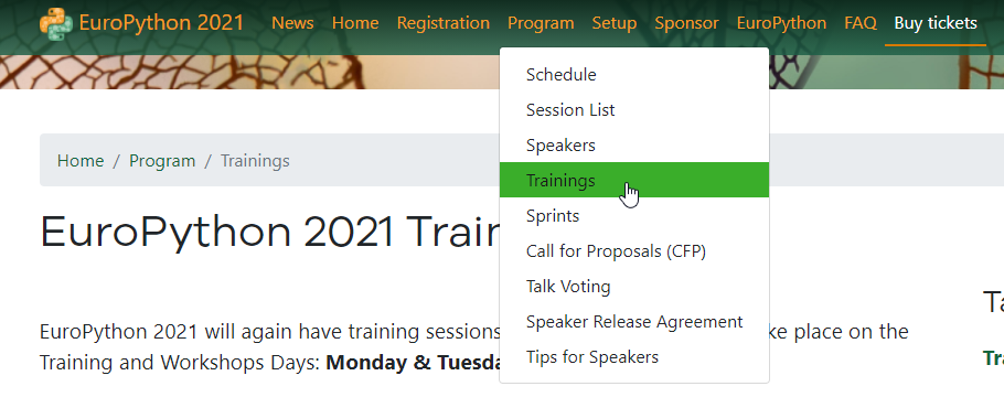 Europython 2021 Trainings And Workshops 