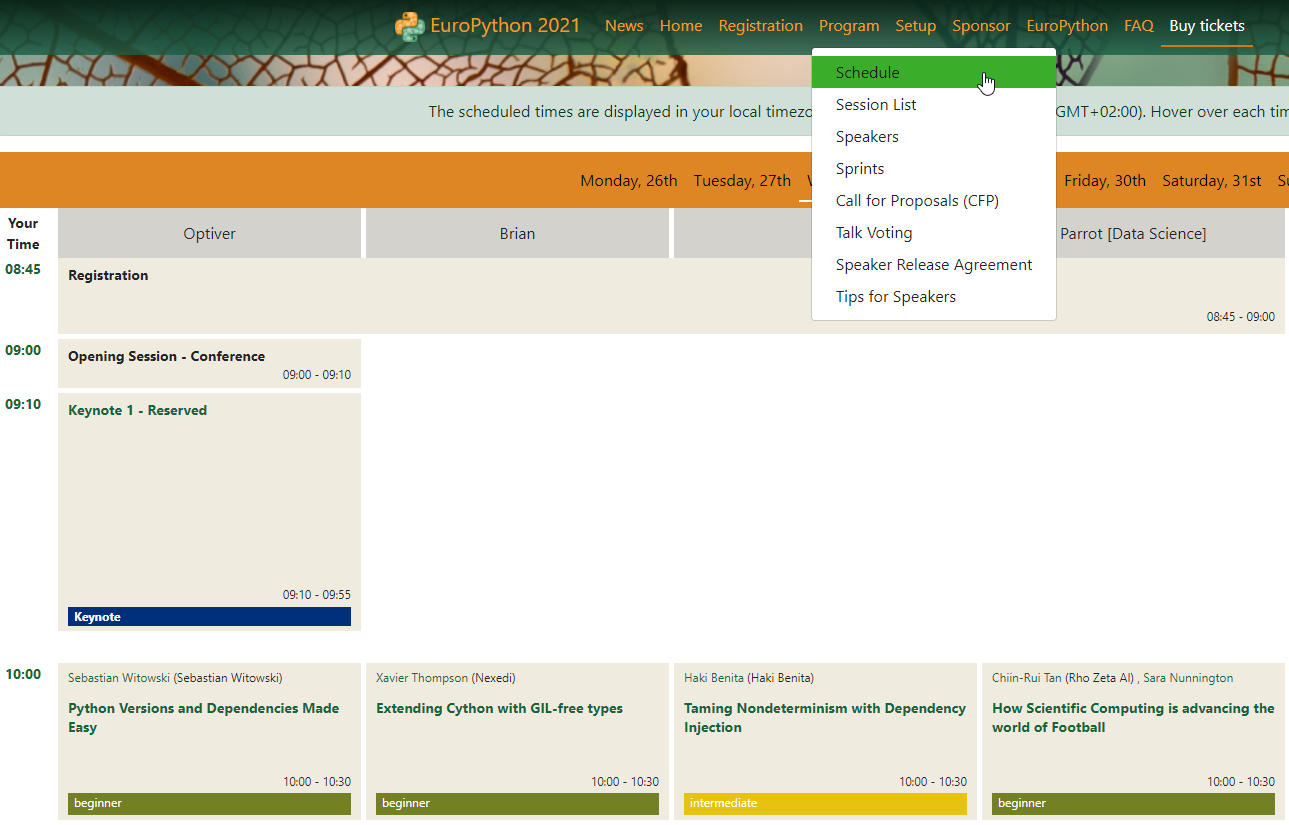 EuroPython 2021: Schedule published